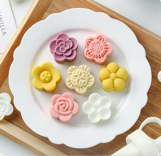 Mooncake-Mold-30g-Rose-Blossom-Flower-Pattern-Stamp-Hand-Press-Mold-Mid ...