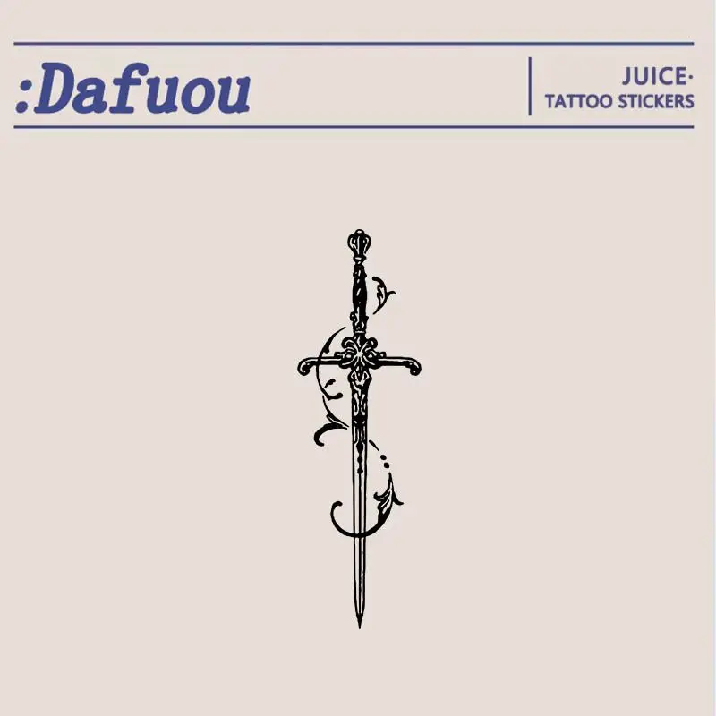 Fashion-Retro-Sword-Juice-Tattoo-Sticker-Men-Arm-Long-Lasting-Temporary ...