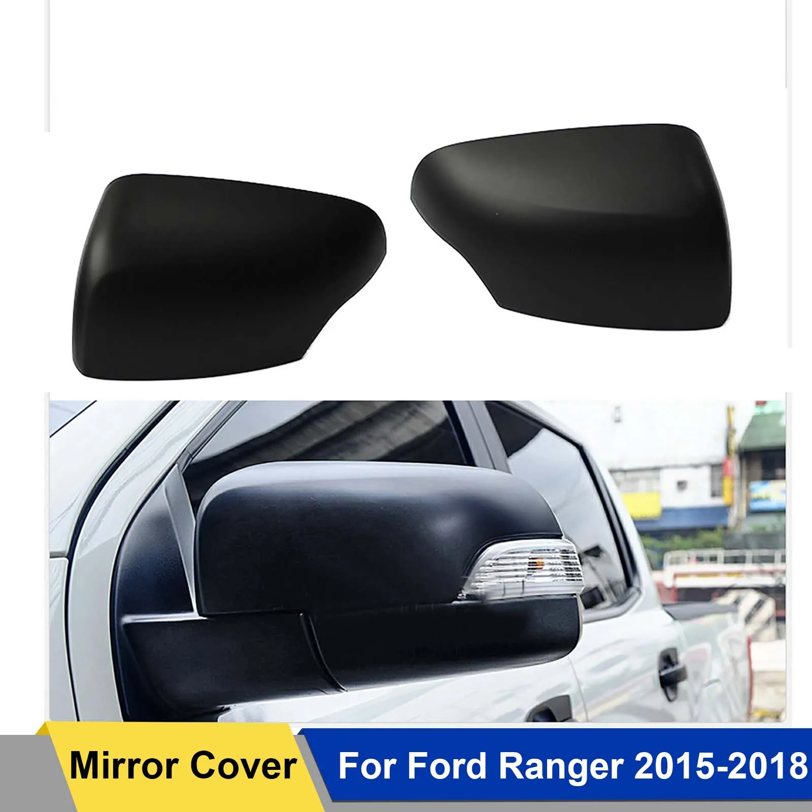 Mirror Cover Trim Without LED Matte Black for Ford Ranger 2015 2016 ...