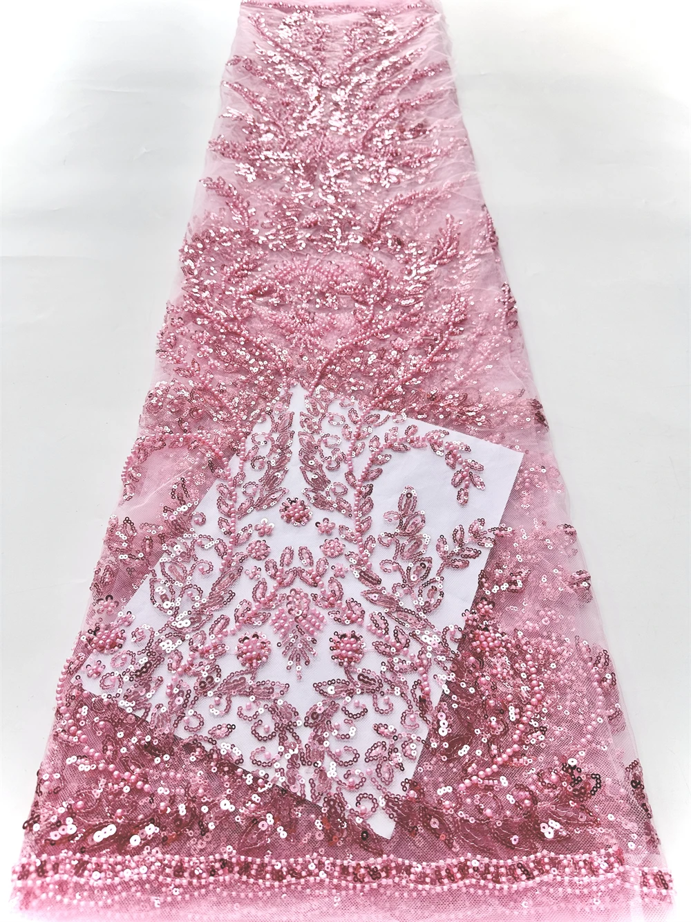 Pink African Lace Fabric 2026 High Quality French Beaded Luxury Tulle ...