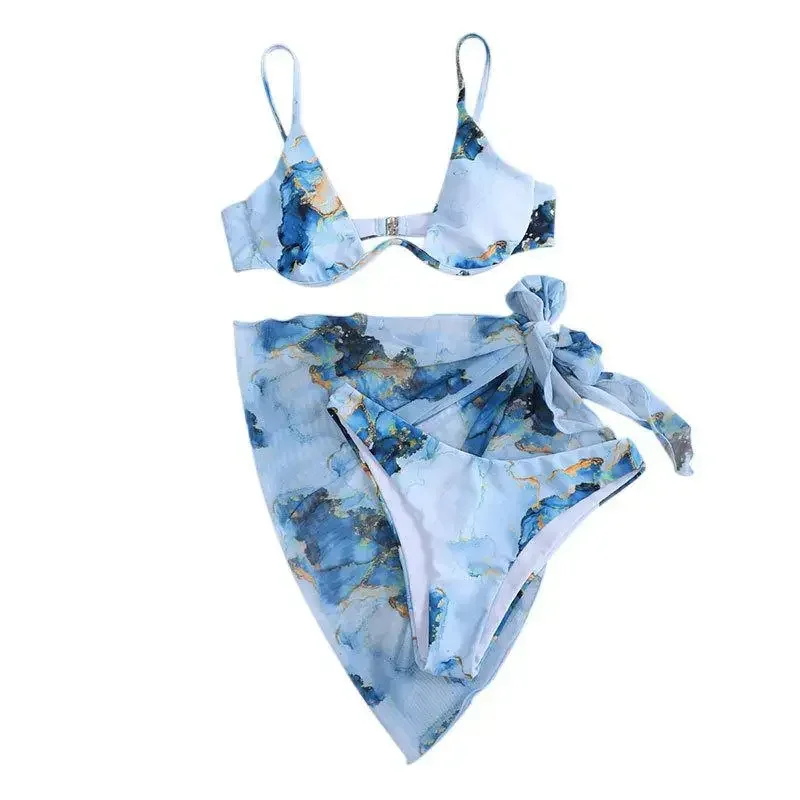 2023-New-Underwire-Print-Swimwear-Women-s-Bikini-Three-Piece-Swim-Dress ...