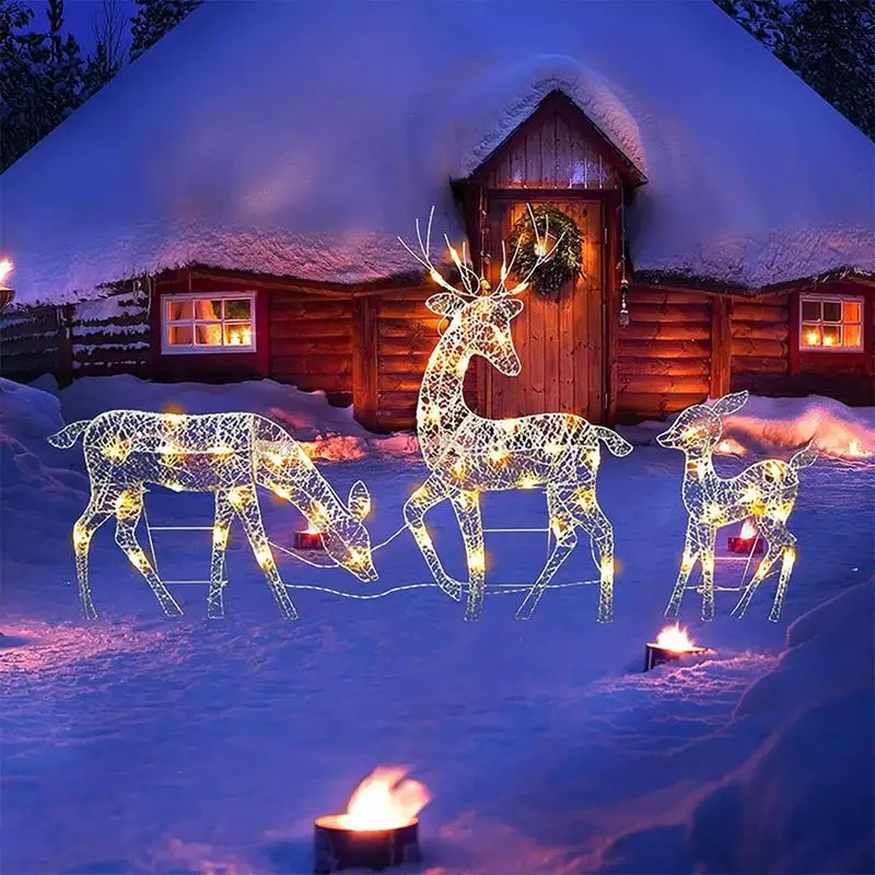 3Pc-Lighted-Deer-Reindeer-Family-Lighted-Deer-Christmas-Decor-With-Led ...