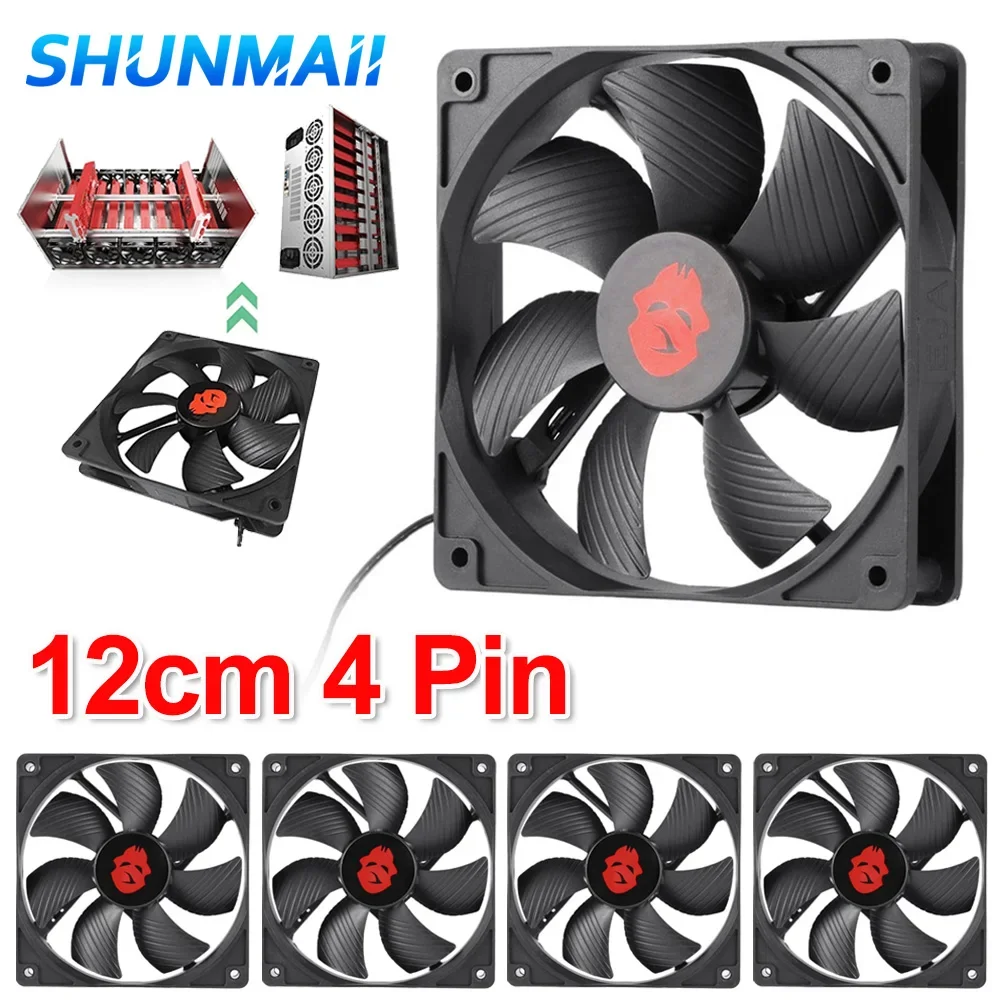 12V-PC-Case-Radiator-Cooler-12cm-3000RPM-Fan-Cooling-120MM-Big-4Pin ...