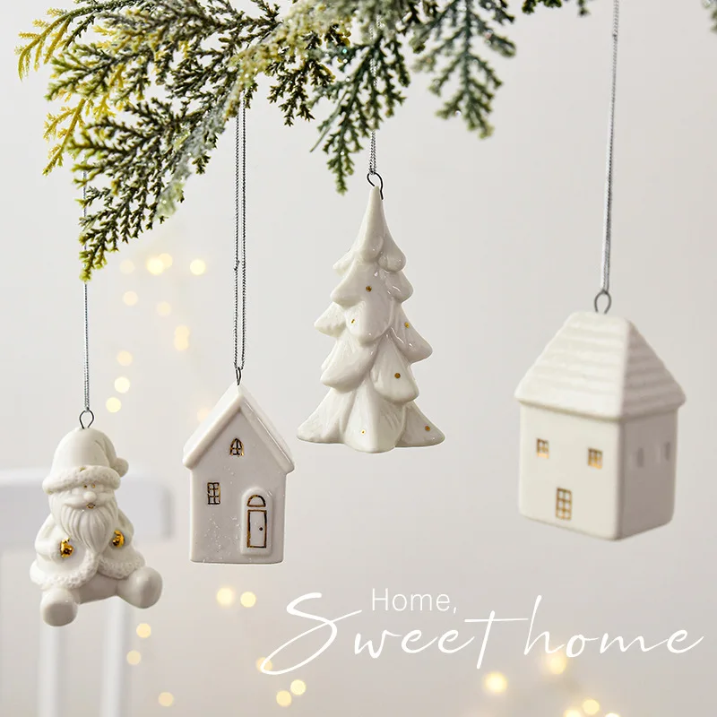 Nordic-Ceramic-Mini-Snow-House-Pendant-Christmas-Decorative-Crafts ...