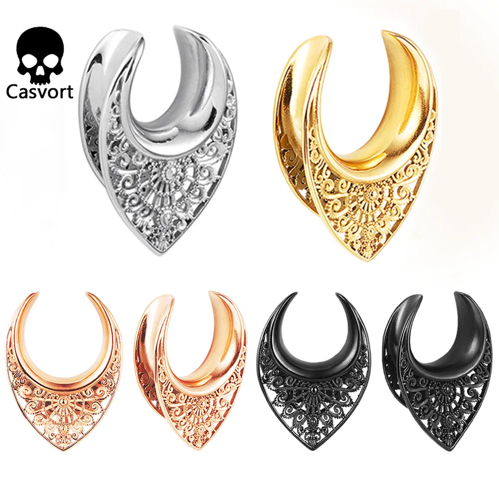 Casvort 2PCS Fashion 316 Stainless Steel Daily Cozy Ear Gauges Saddle ...