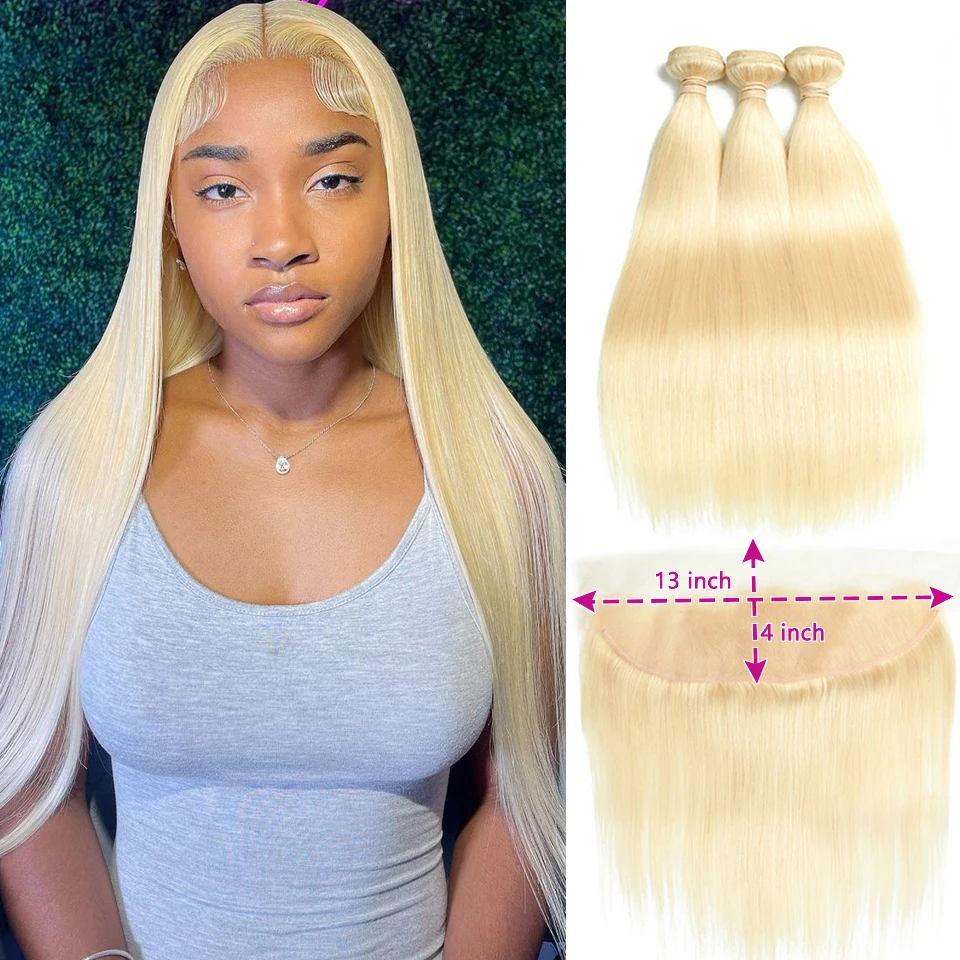 Blonde Bundles With Frontal Brazilian Straight Hair Bundles With ...