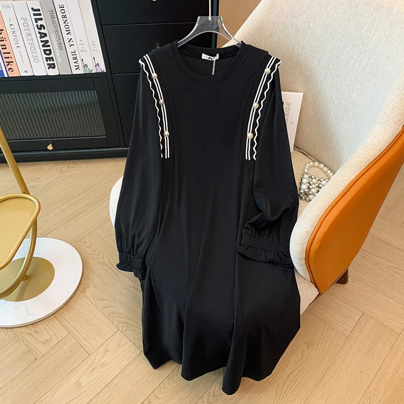 150Kg Plus Size Women's Bust 149 Spring Autumn Loose Long Sleeved Mid ...