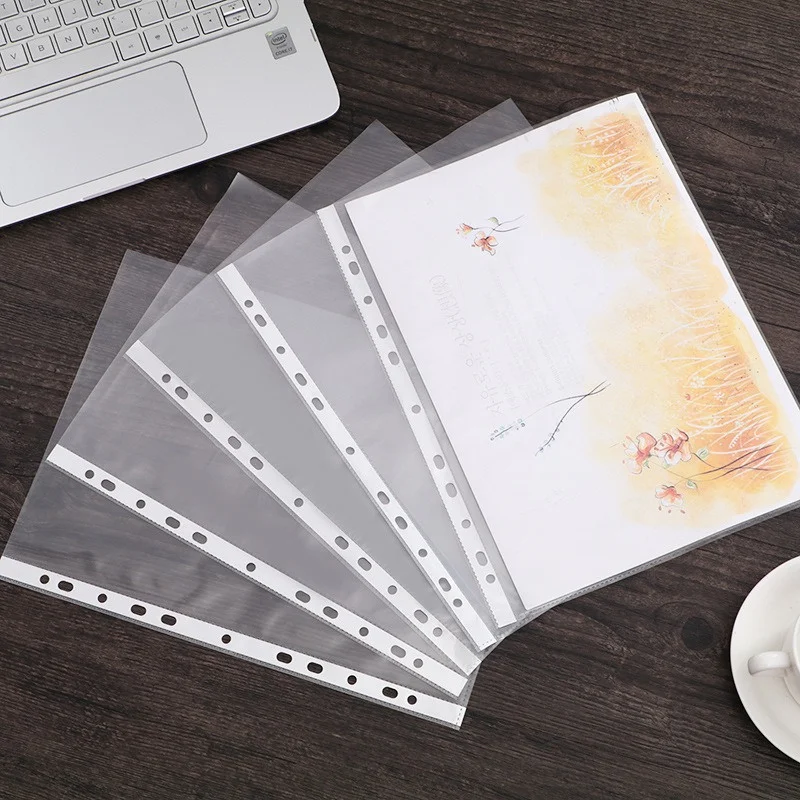 100/200pcs A4 Sheet Protectors 11 Holes Clear Plastic Bag Paper ...