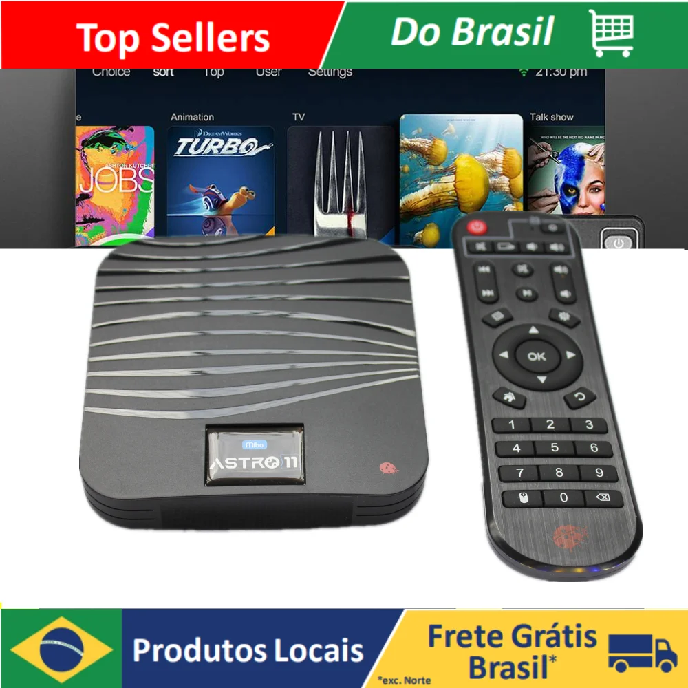 Mibo-tv box astro 11, android 11.1, amlogic 905x, 2gb, 16gb, 4 portas usb, bluetooth, wi-fi 2.4 ...