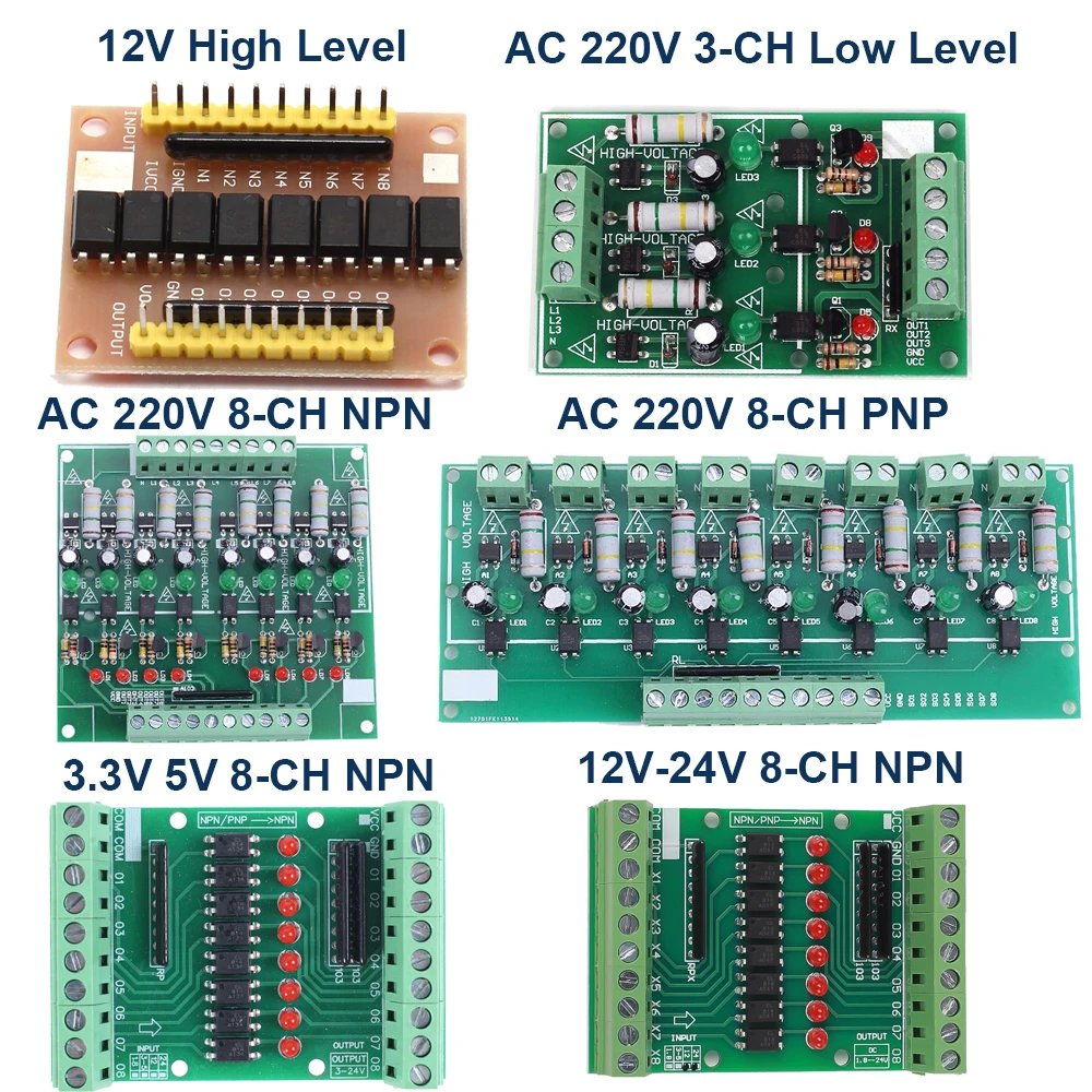8-Channel-Optocoupler-Isolation-Module-Signal-Voltage-Converter-PNP-NPN-Low-High-Level-Output-AC ...