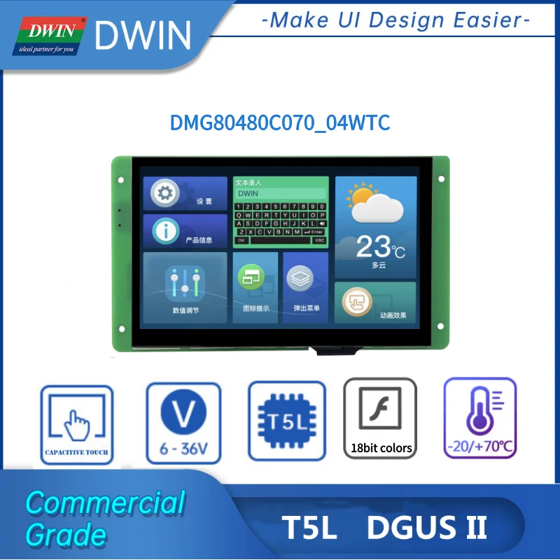 DWIN 7 inch T5L DGUS System UART TFT LCD Display 800*480 262K Colors Commercial Grade TTL RS232 ...