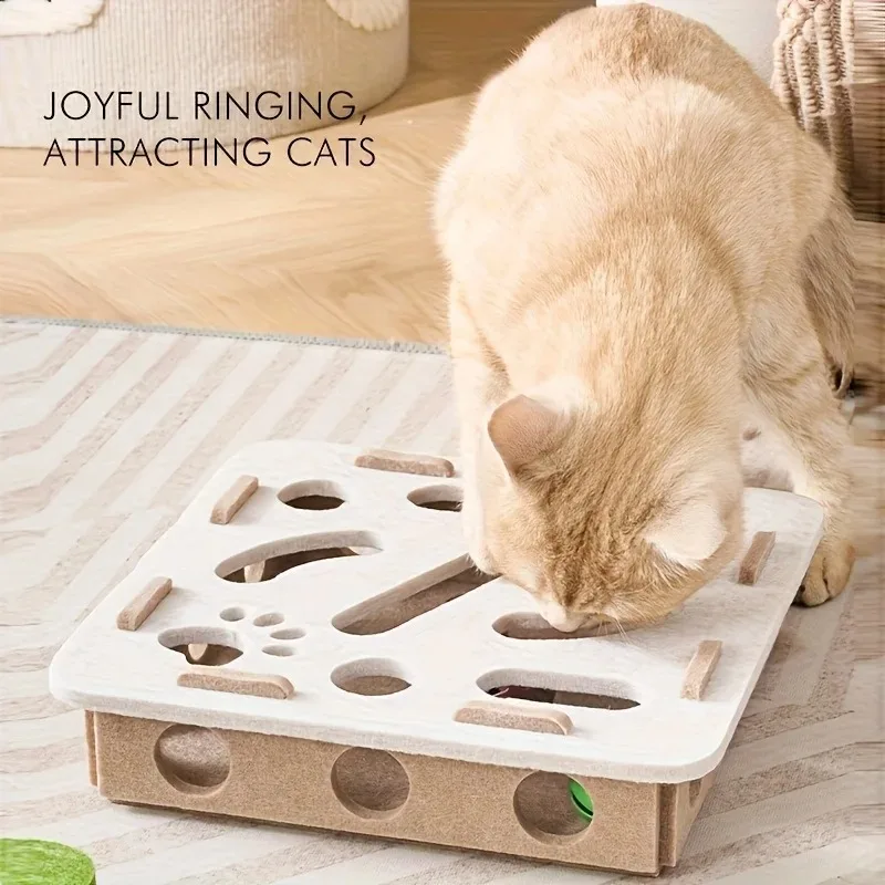 Green Felt Cat Puzzle Toy Box Dig Hunt Play Mental Stimulation Game for ...