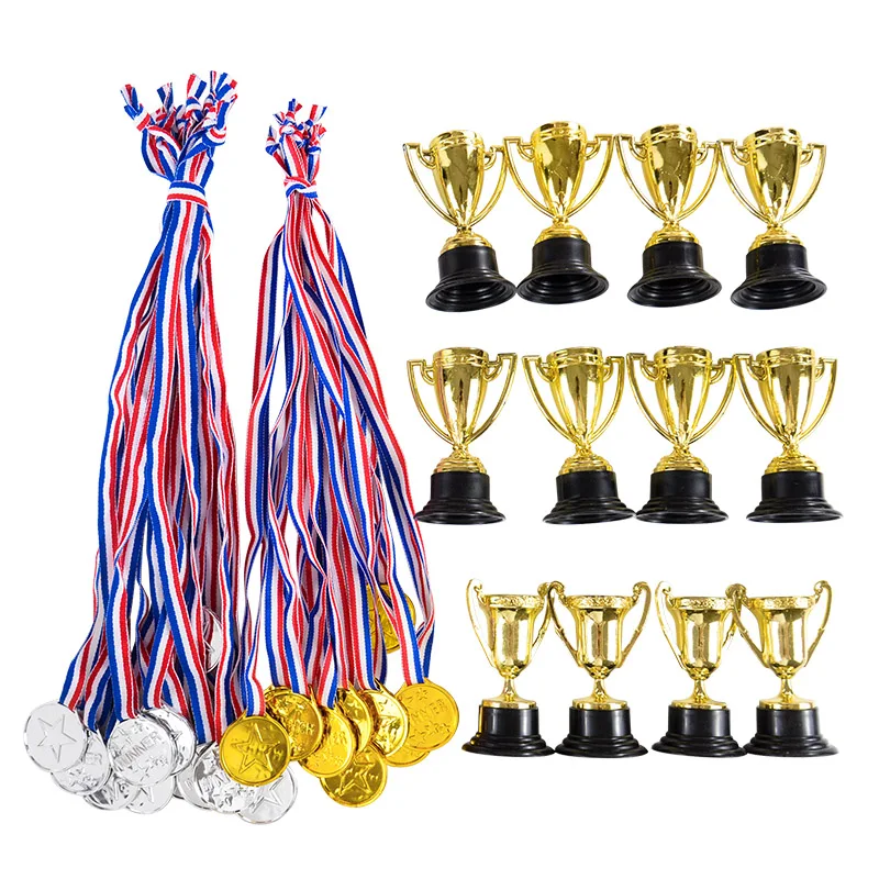 10Pcs-Plastic-Gold-Winners-Medals-Trophy-Children-Game-Sports-Prize ...