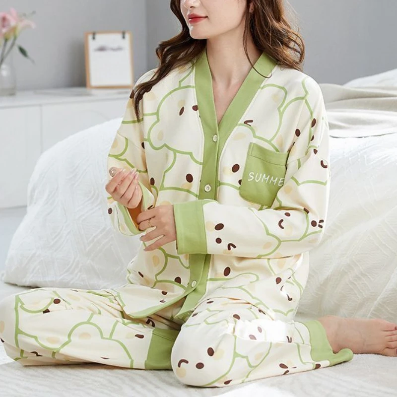 Spring-Autumn-Kimono-Women-s-Pajamas-Sets-Funny-Pjs-Cartoon-Sleepwear ...