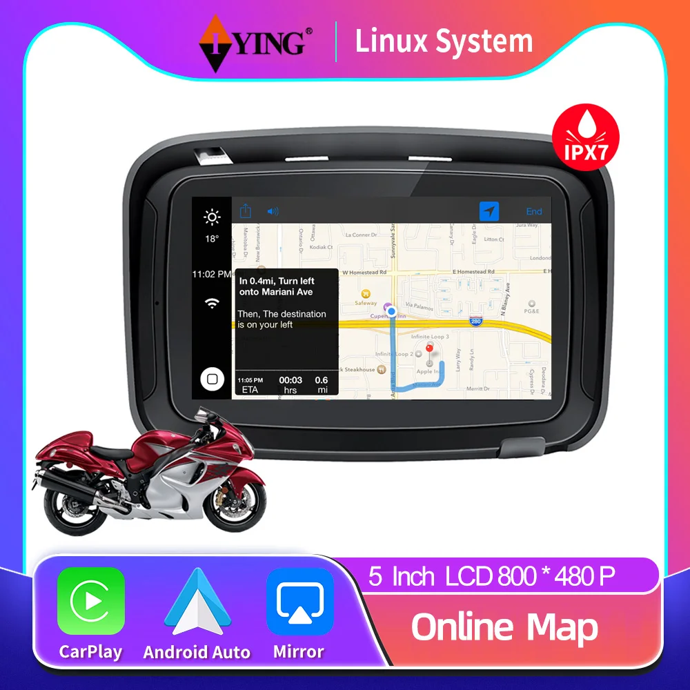 Apple-CarPlay-C5-para-motocicleta-dispositivo-inal-mbrico-de-5-pulgadas ...