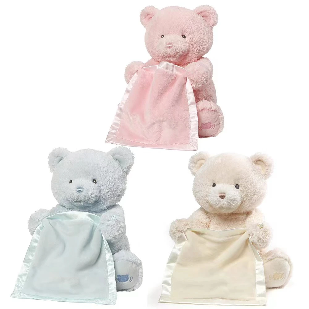 2022 English Children's Gifts Peep Teddy Bear Electric Turning Shy Bear ...