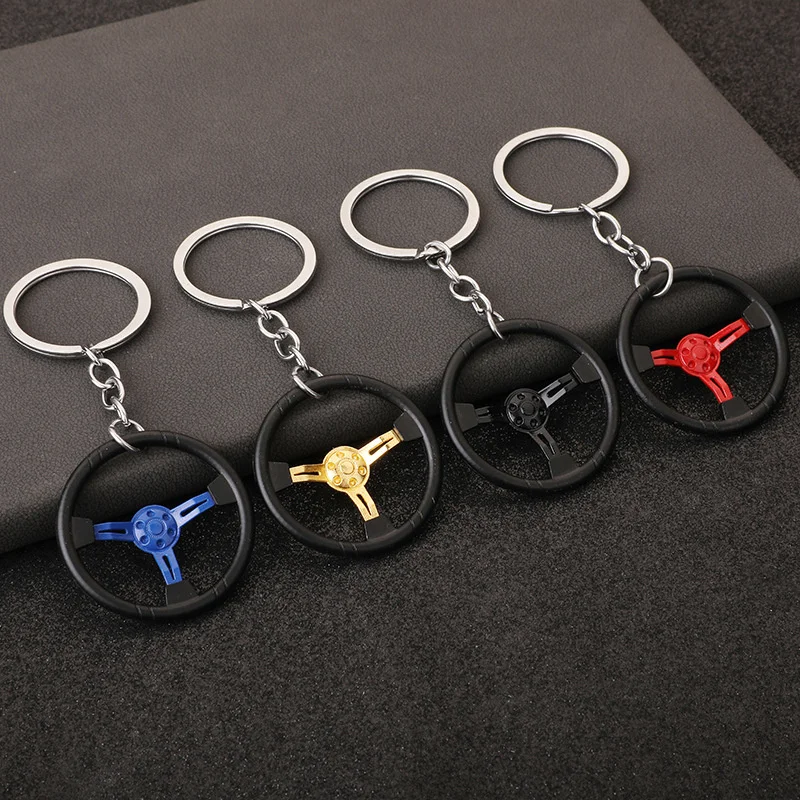 Car Racing Steering Wheel Personality Modified Keychain Key Chains ...