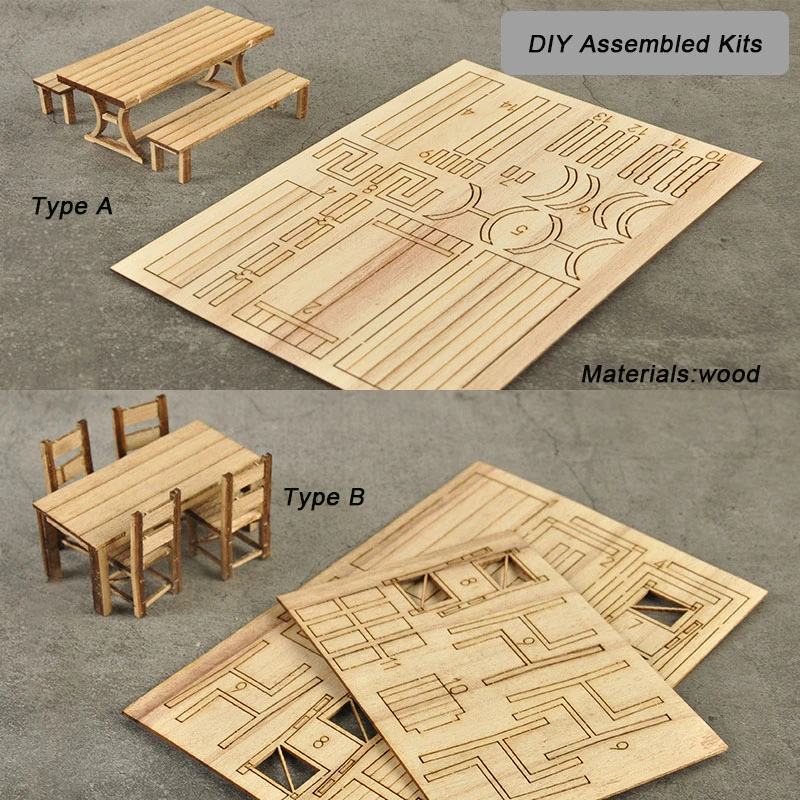 Diy Model Making 1:35 Scale Miniature Table&Chairs Set Architecture ...