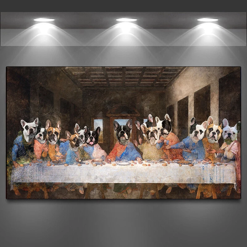 French-Bulldog-Pied-The-Last-Supper-Canvas-Painting-Nobility-Dogs ...