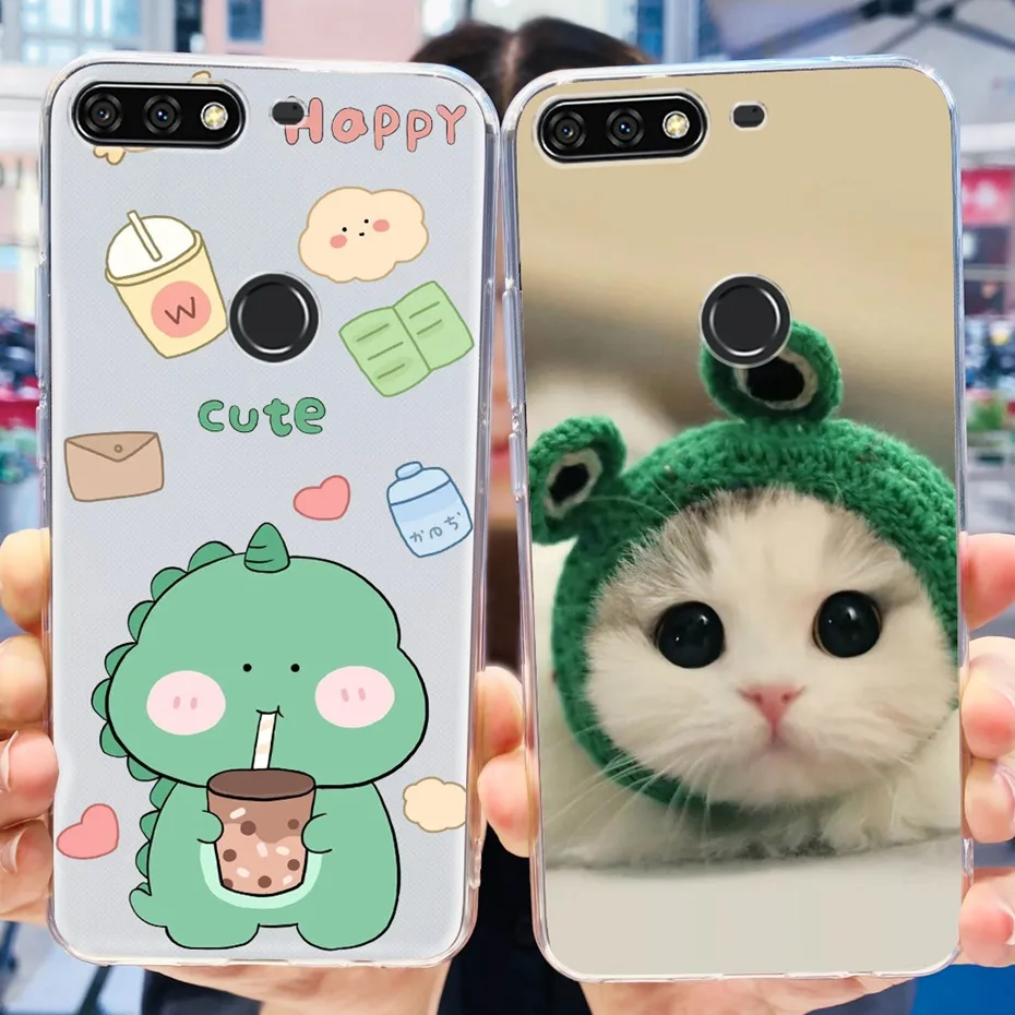 Phone-Case-For-Huawei-Y7-Prime-2018-Cute-Painted-Soft-Silicone-TPU ...