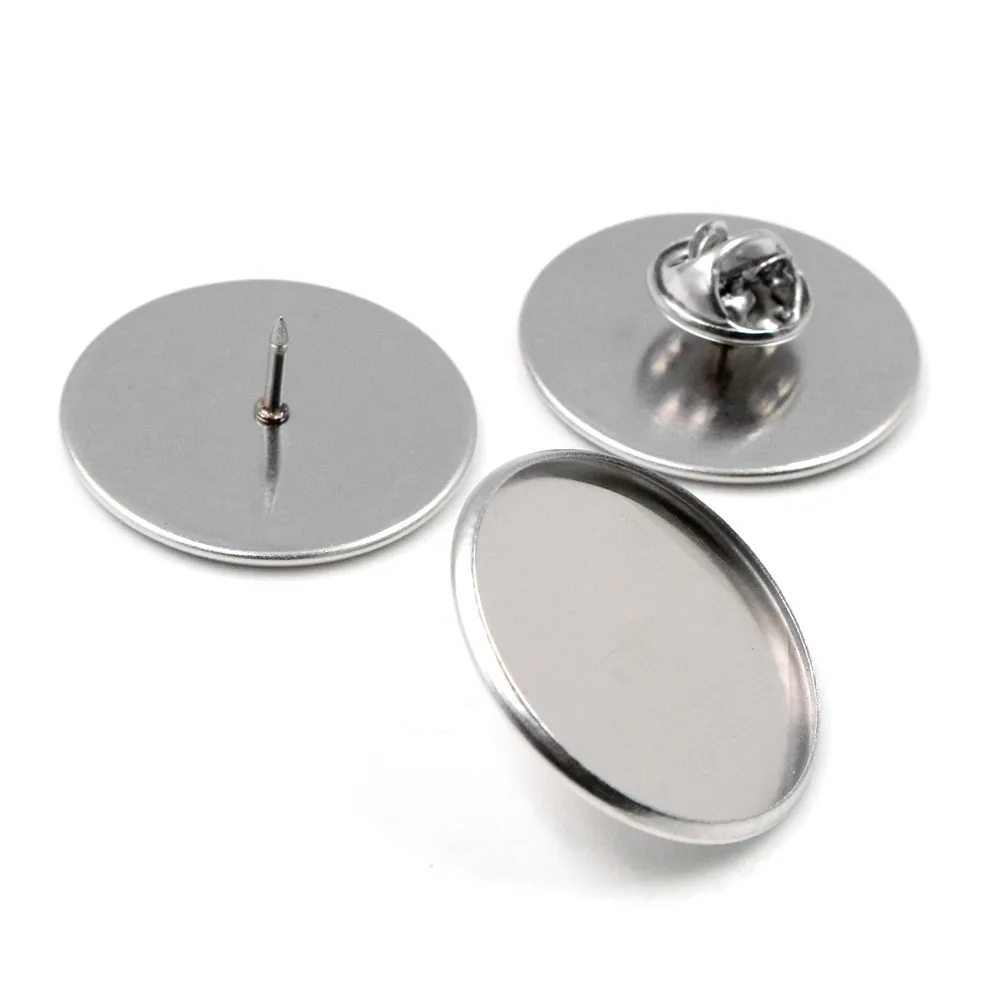 10pcs 25mm Inner Size Stainless Steel Material Brooch Style Cabochon ...
