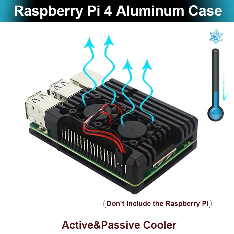 Raspberry-Pi-4-Aluminum-Alloy-Case-CNC-Dual-Fans-Active-Cooling-Shell ...