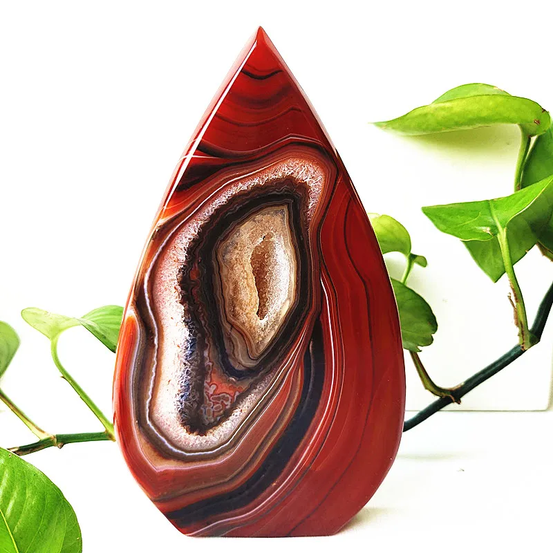 Natural Stone Red Agate Crystal Druzy Geode Freeform Point Home Room ...