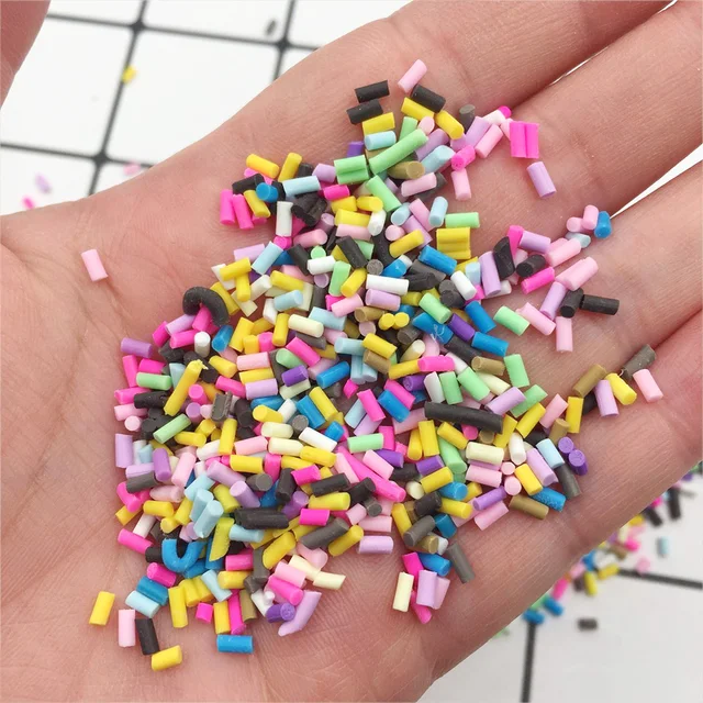 50g Mini Short Cylindrical Polymer Hot Soft Clay Sprinkles Colorful ...