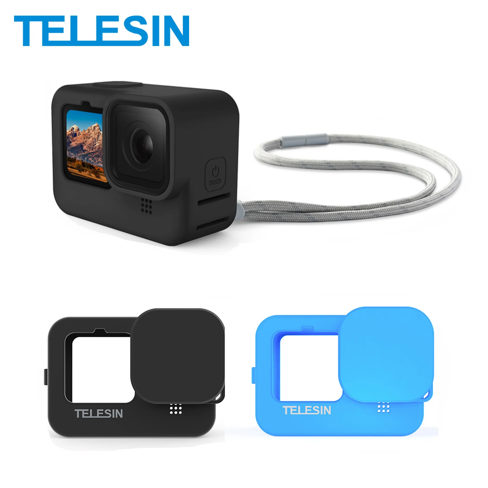 TELESIN-Soft-Silicone-Case-para-GoPro-Hero-Lens-Cap-Al-a-de-M-o-Ajust ...
