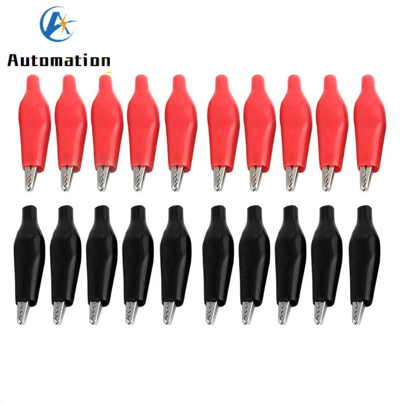 20 Pcs 28MM Black Red Soft Plastic Coated Testing Probe Mini Alligator ...