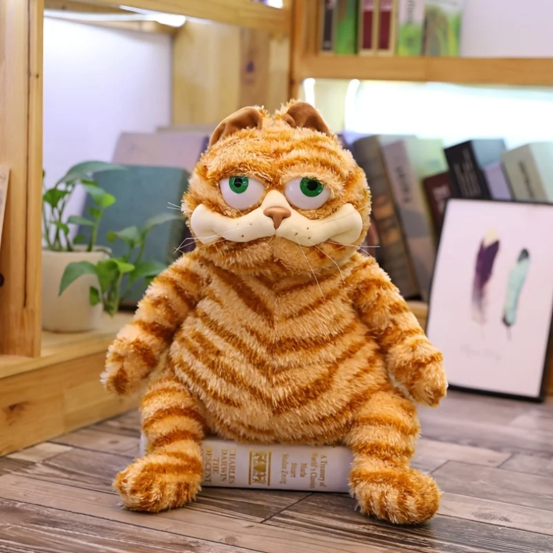 Fat Orange Plush Cat Stuffed Animals Toy, Lifelike Yellow Tabby Cat ...