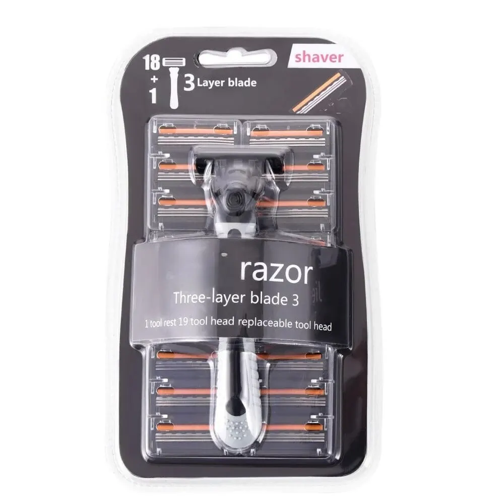 Razor-Triple-Blade-1-Razor-Stand-19-Heads-Washable-Scratch-Resistant ...