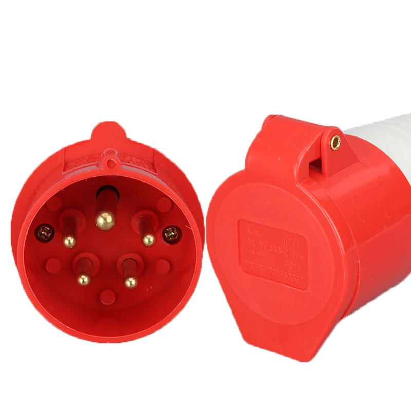 32A-3P-E-N-5-Pin-IP44-Connecting-Industrial-Plug-Socket-Waterproof-Male ...