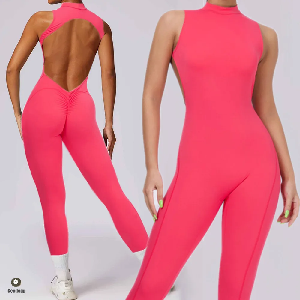 Pad-Backless-Jumpsuit-Women-Gym-Training-Yoga-Suit-Sportswear-Sports ...