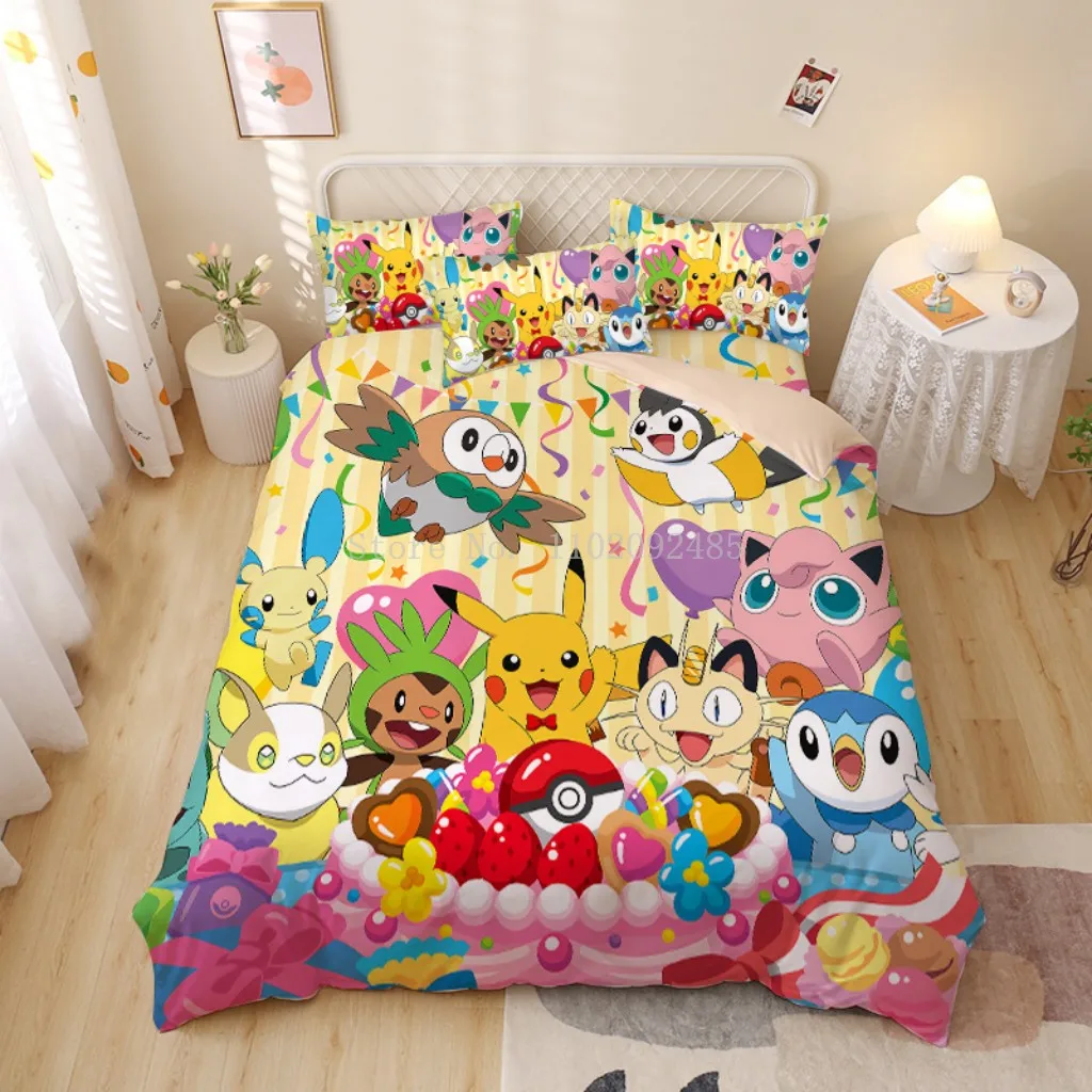 New-Cute-Anime-Pokemon-Pikachu-Duvet-Cover-Comforter-Cover-Bedding-Sets ...