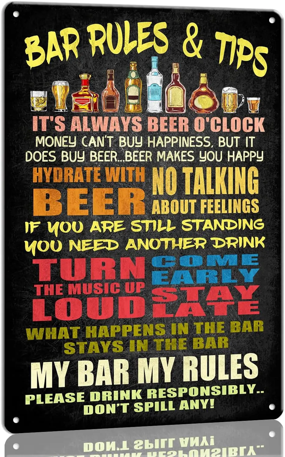 Vintage-Bar-Signs-For-Home-Bar-Decor-8X12-In-Bar-Rules-Metal-Signs-For ...