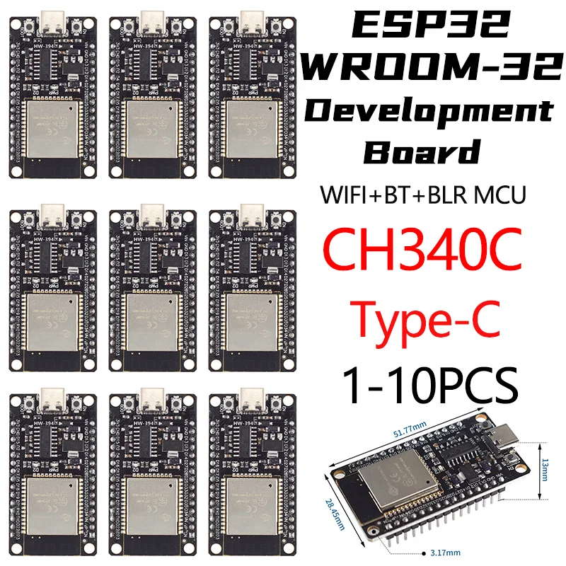 Placa-de-desarrollo-ESP32-WROOM-32-m-dulo-inal-mbrico-de-32Mbits-5V ...