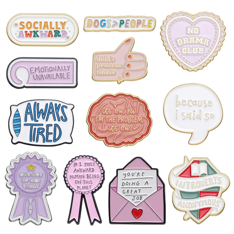 Introverts-Anonymous-Socially-Awkward-Brooch-Enamel-Pins-Colorful-Funny ...