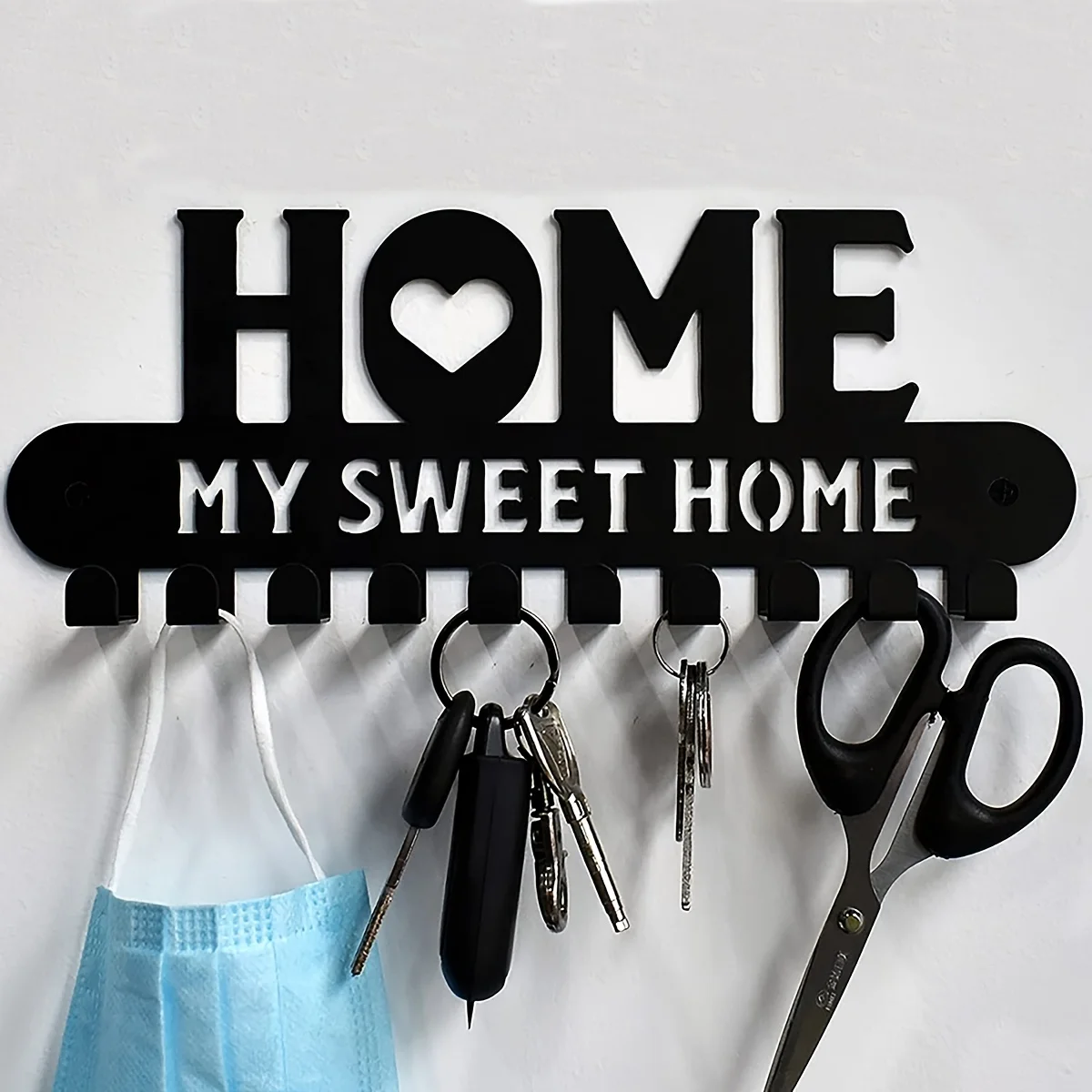 10 Hooks Metal Key Holder for Wall Decorative Home Key Rack Hooks Coat ...