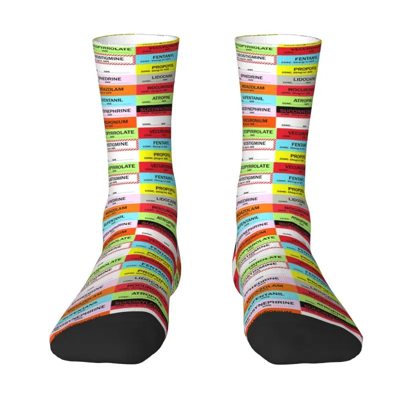 Novelty Mens Medical Nurse Anesthesia Medication Labels Dress Socks ...