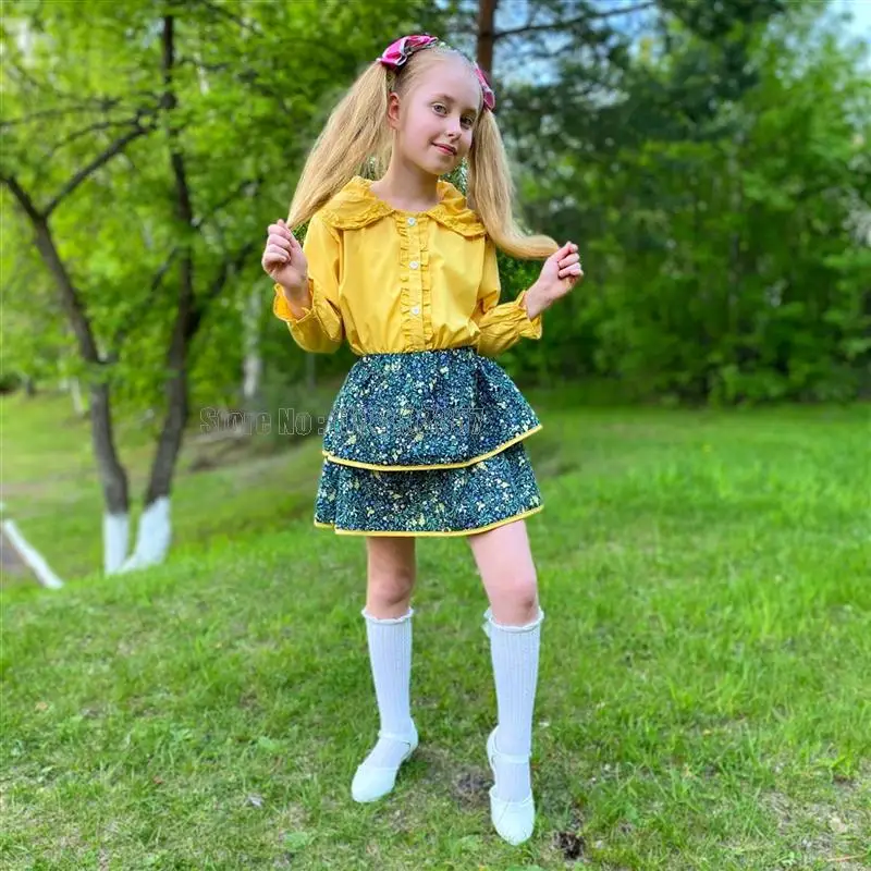 Toddler Kids Baby Girls Full Sleeve Ruffles Solid Top Shirts Flower ...