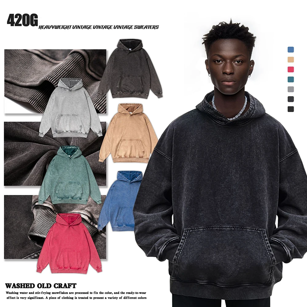 420GSM-High-quality-Hoodie-American-retro-washed-and-worn-out-hoodie ...