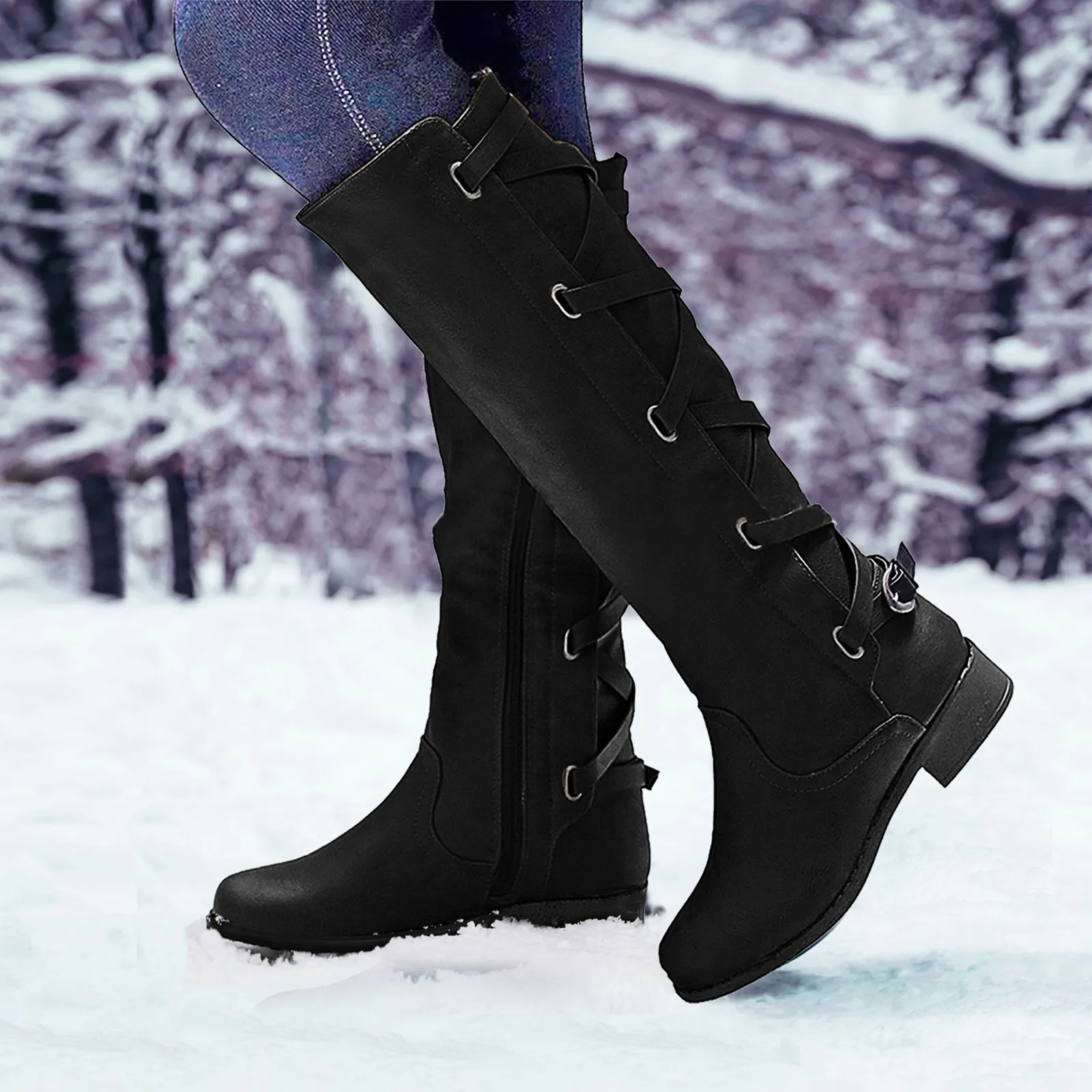 Winter-Fleece-line-Warm-Leather-Snow-Boots-British-Style-Waterproof ...
