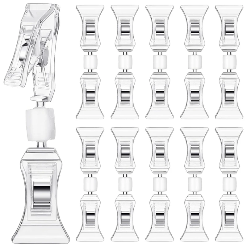 100Pcs-Double-Sided-Sign-Clips-Sign-Display-Mini-Clip-Clear-Rotatable ...