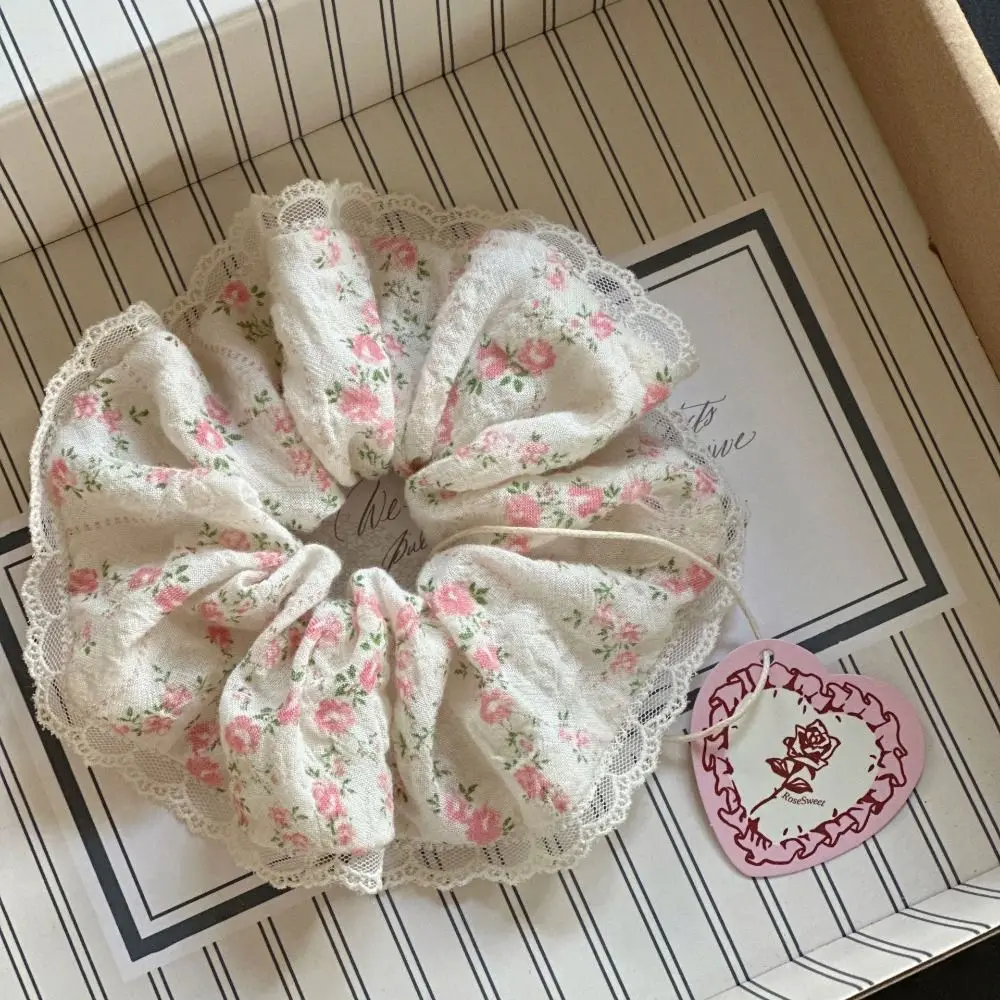 Small Floral Print Elastic Hair Bands Fashion Cotton Scrunchies Lace ...