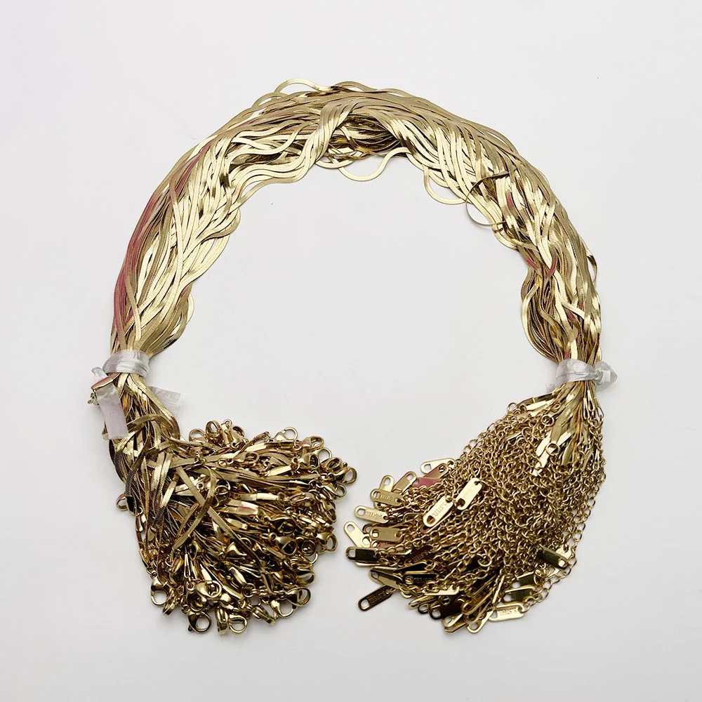 fashion-new-Gold-color-flat-chain-2MM-40cm-5cm-stainless-steel-cords ...