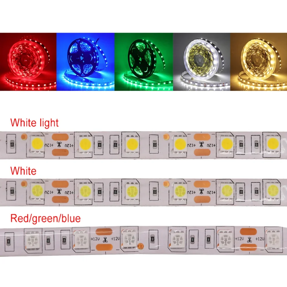 LED-Strip-Light-12V-5m-SMD-5050-300-LEDs-Pixels-2835-Diode-Tape-RGB ...