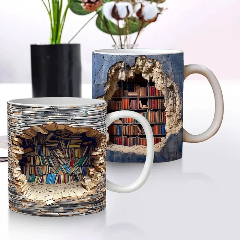3D-Library-Bookshelf-Ceramic-Mug-Cup-Creative-Book-Shelf-Multi-Purpose ...