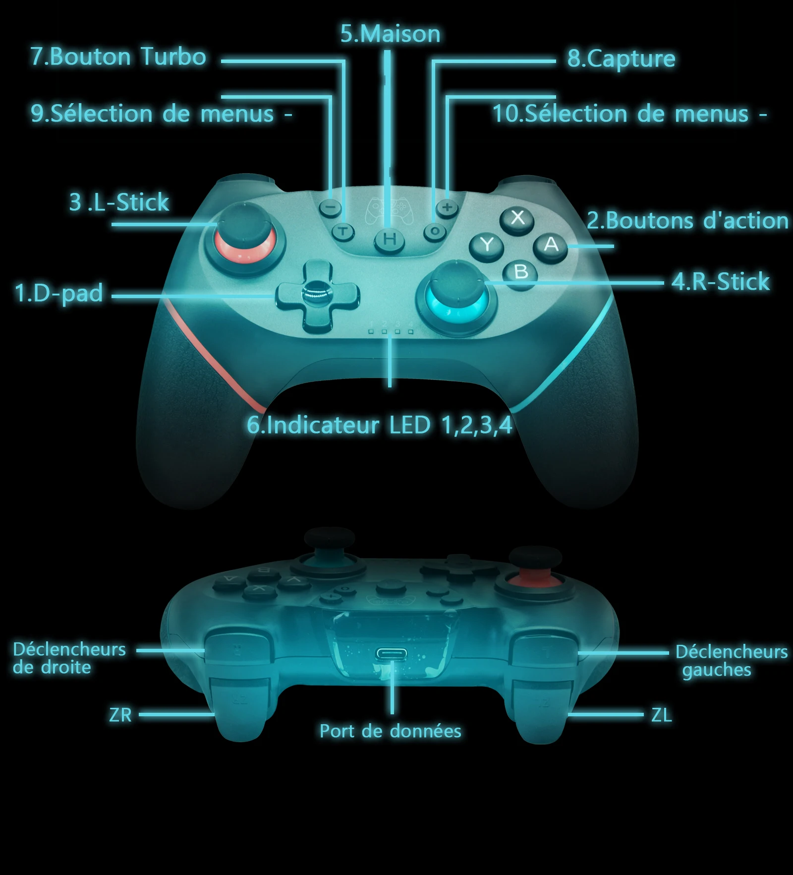 2pc gris avec boîte - Manette Switch, Manette sans Fil pour Nintendo ...