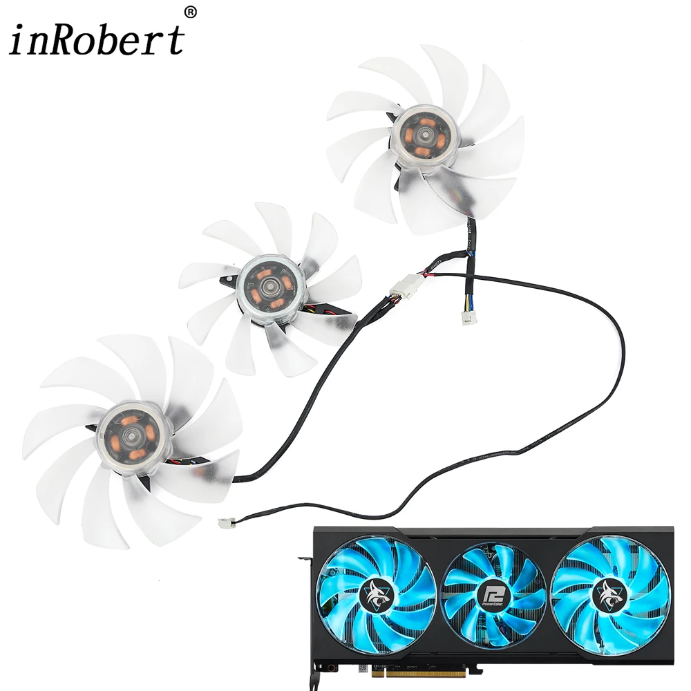 New LED 95MM Cooler Fan Replacement For PowerColor Hellhound Spectral ...